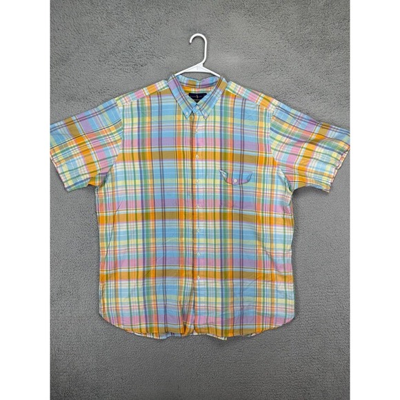 Ralph Lauren | Shirts | Ralph Lauren Shirt Mens 2xlt Tall Multi Madras Plaid Beach Twill Button ...